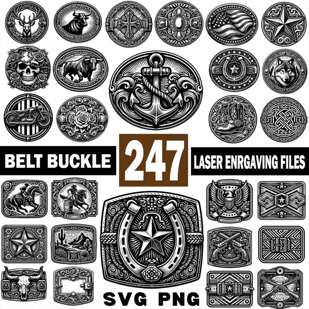 Belt Buckle Laser Engraving SVG Bundle | Western, Cowboy, Rodeo Belt ...