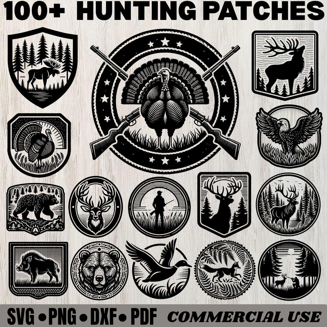 100+ Hunting Patch SVG Bundle | Hat Badge Cut Files, Png, Dxf, Pdf ...