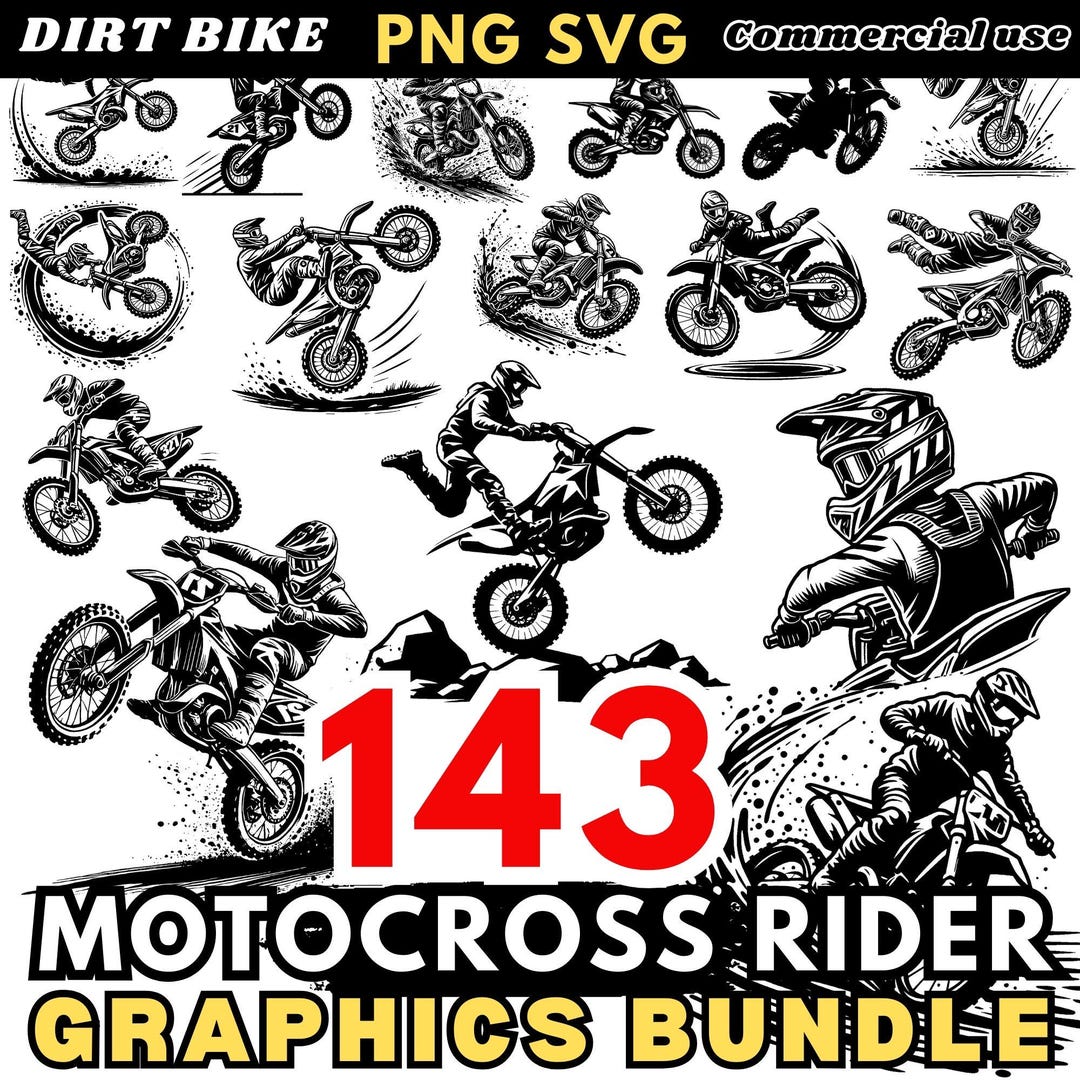 Motocross SVG and PNG Bundle - Extreme Dirt Bike Racing Cut Files for ...