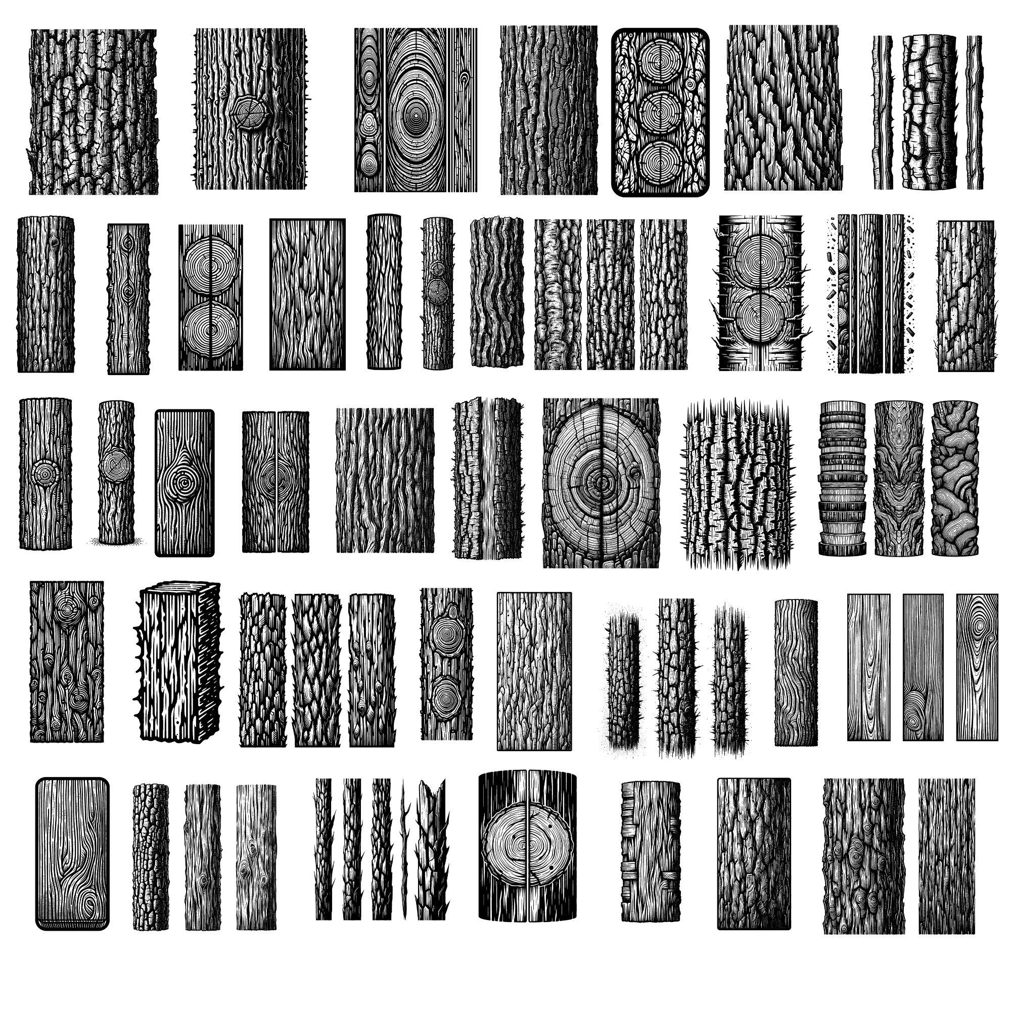 Bark Texture SVG Bundle | Tree Bark Engraving Patterns | Wood Grain ...