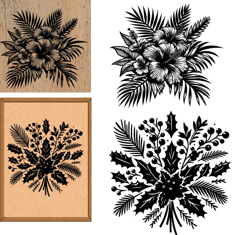 Floral Bouquet SVG Bundle, PNG DXF Cut Files for Cricut & Silhouette ...