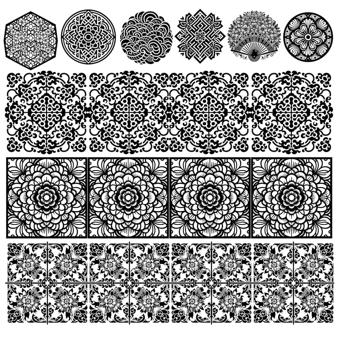 Japanese Seamless Pattern SVG Bundle | Traditional Asian Wave ...