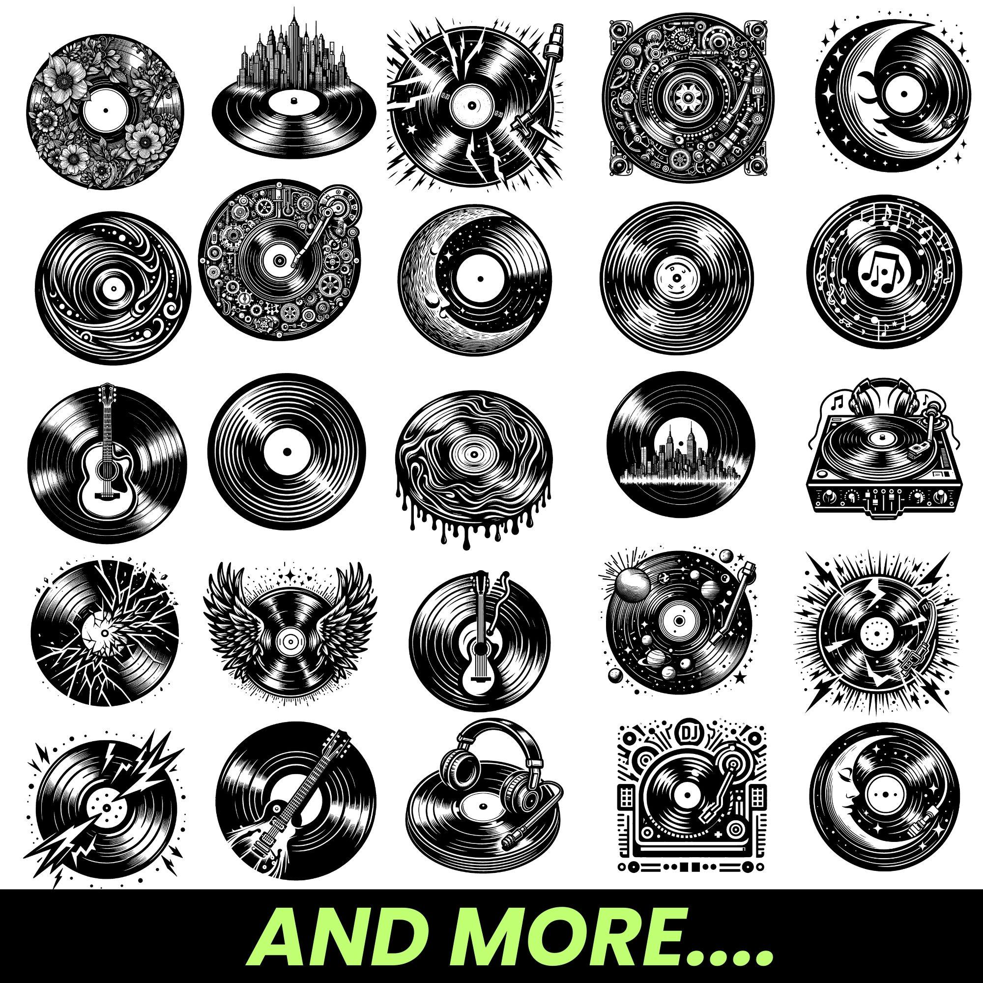 Vinyl Record SVG Bundle | Retro Music PNG | Cricut Vinyl Record Cut ...