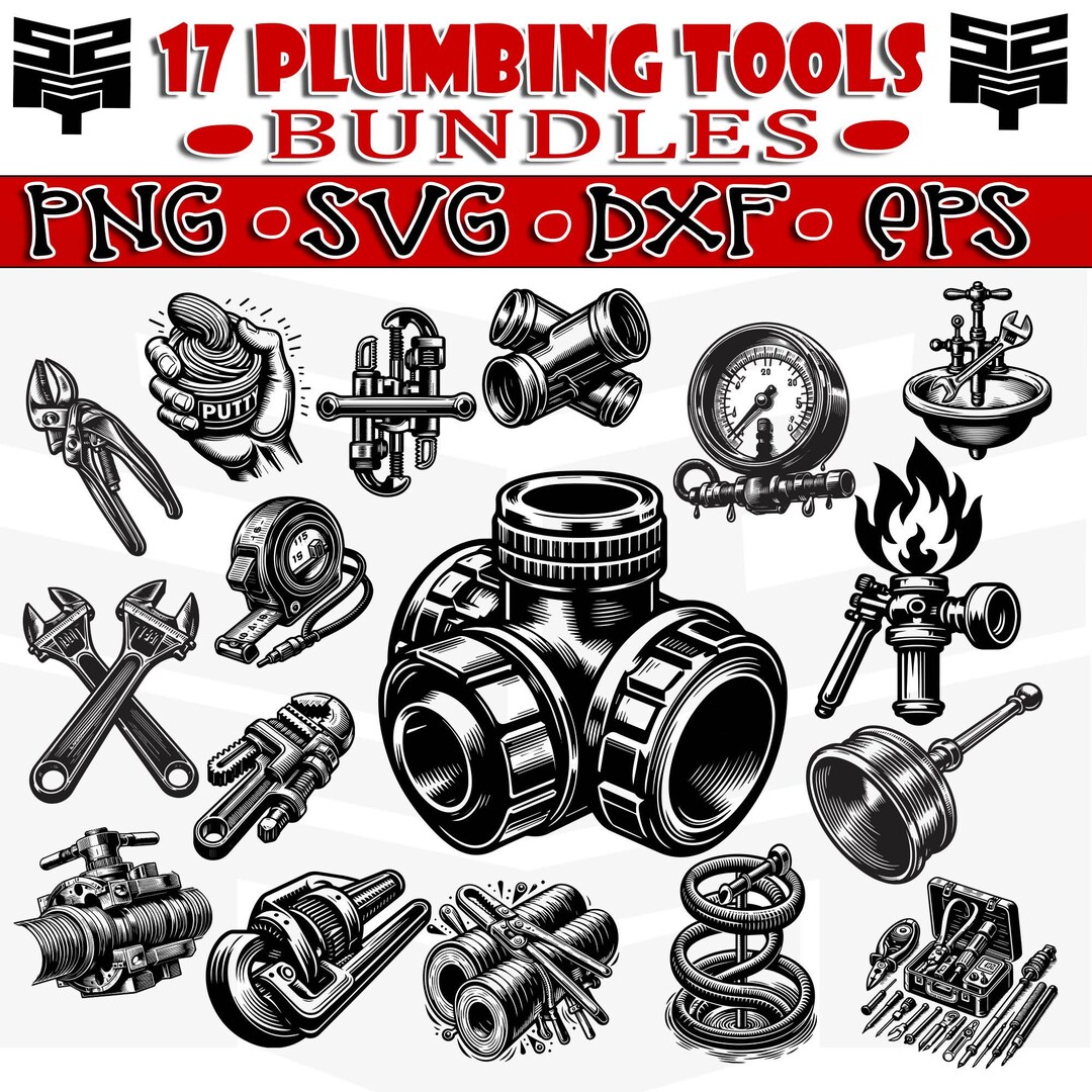 Plumber Tools SVG Cut Files, Plumbing Equipment Design Bundle, DIY ...