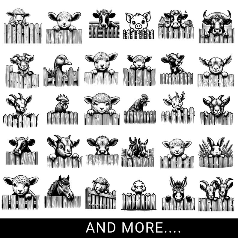 Farm Animals Svg Bundle | Cow Svg, Goat SVG, Donkey Svg, Sheep SVG ...
