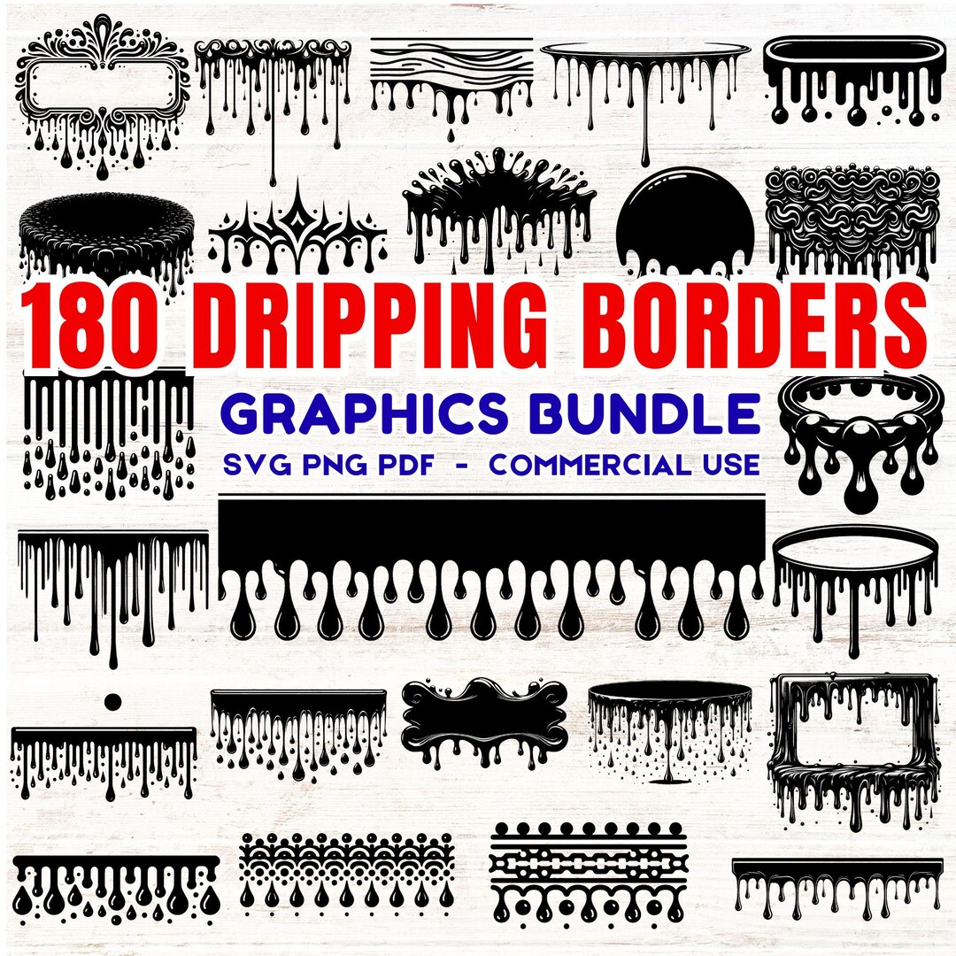 180 Dripping Border SVG Bundle, Paint Slime Horror Drip Graphics ...