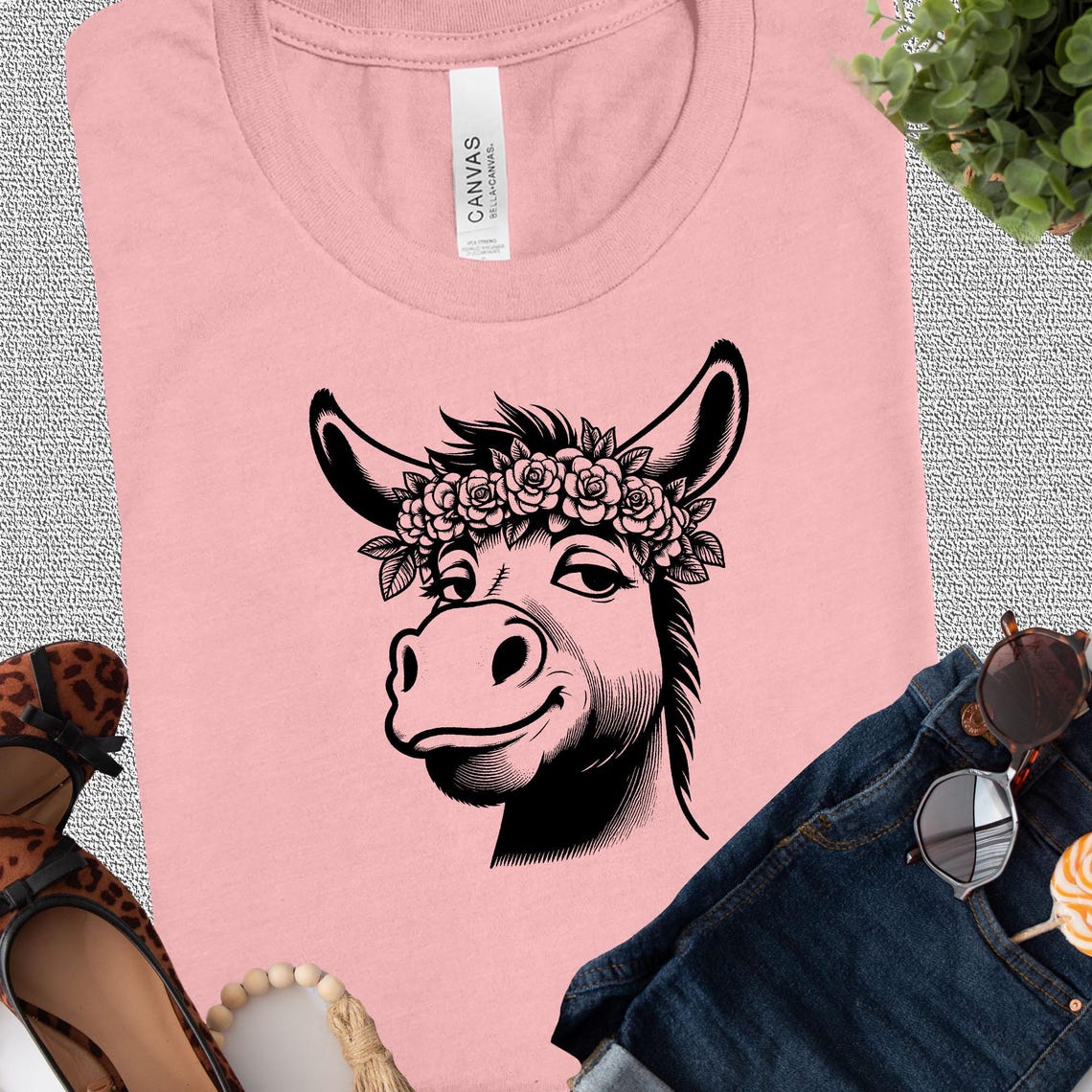 Funny Donkey Heads With Floral Accents SVG Bundle| Cute Farm Animal ...