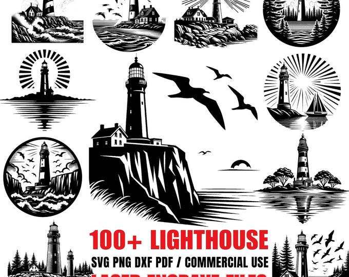 Lighthouse SVG Graphic, Hand Drawn, Sublimation, Digi Stamp, Engraving ...
