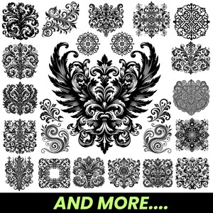 Filigree Scroll SVG and PNG Bundle, Elegant Filigree Scroll Cricut ...