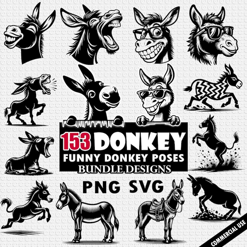Donkey in Sunglasses Png - Etsy