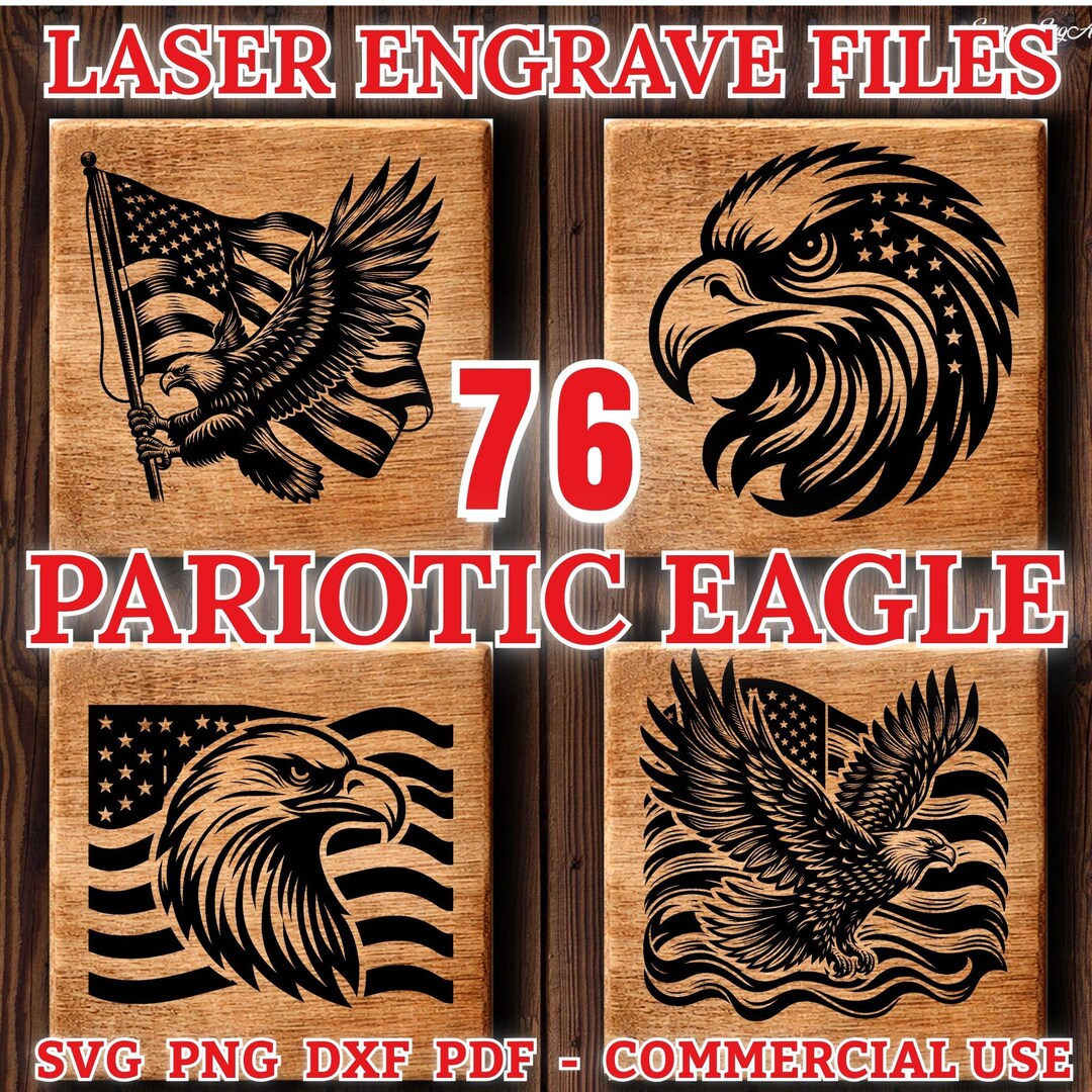 American Flag Eagle SVG Bundle for Laser Engraving, Patriotic Eagle ...