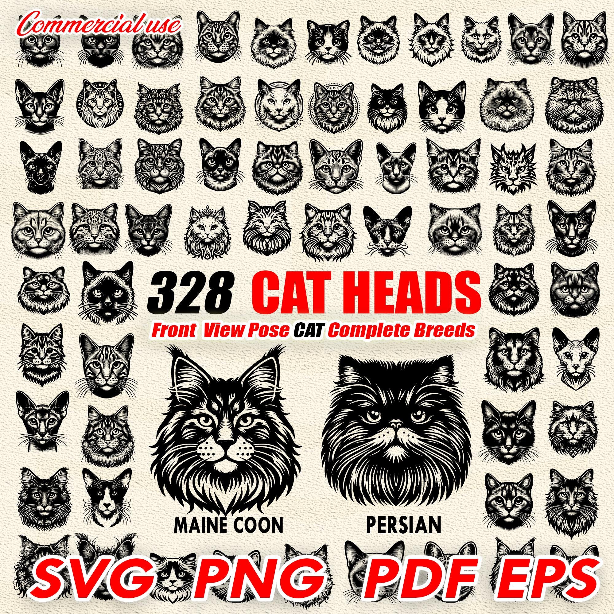 328 Cat Heads Complete Breeds Bundle SVG, Png, Pdf, Eps, for Cat Lover ...