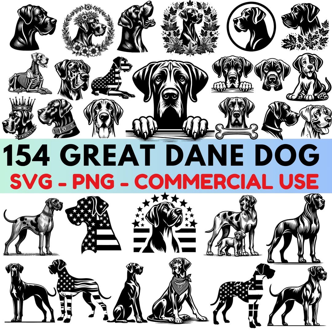 Great Dane Dog SVG Bundle, Pet Clipart (digital Download) - Etsy