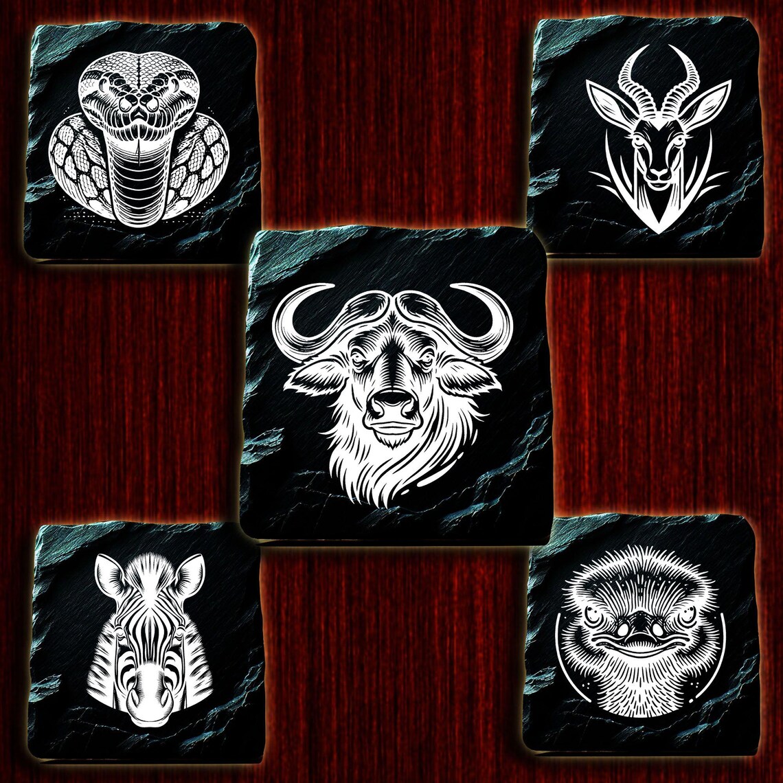 160 Safari Animals Head Slate Engrave SVG Bundle, Png Lion Elephant ...