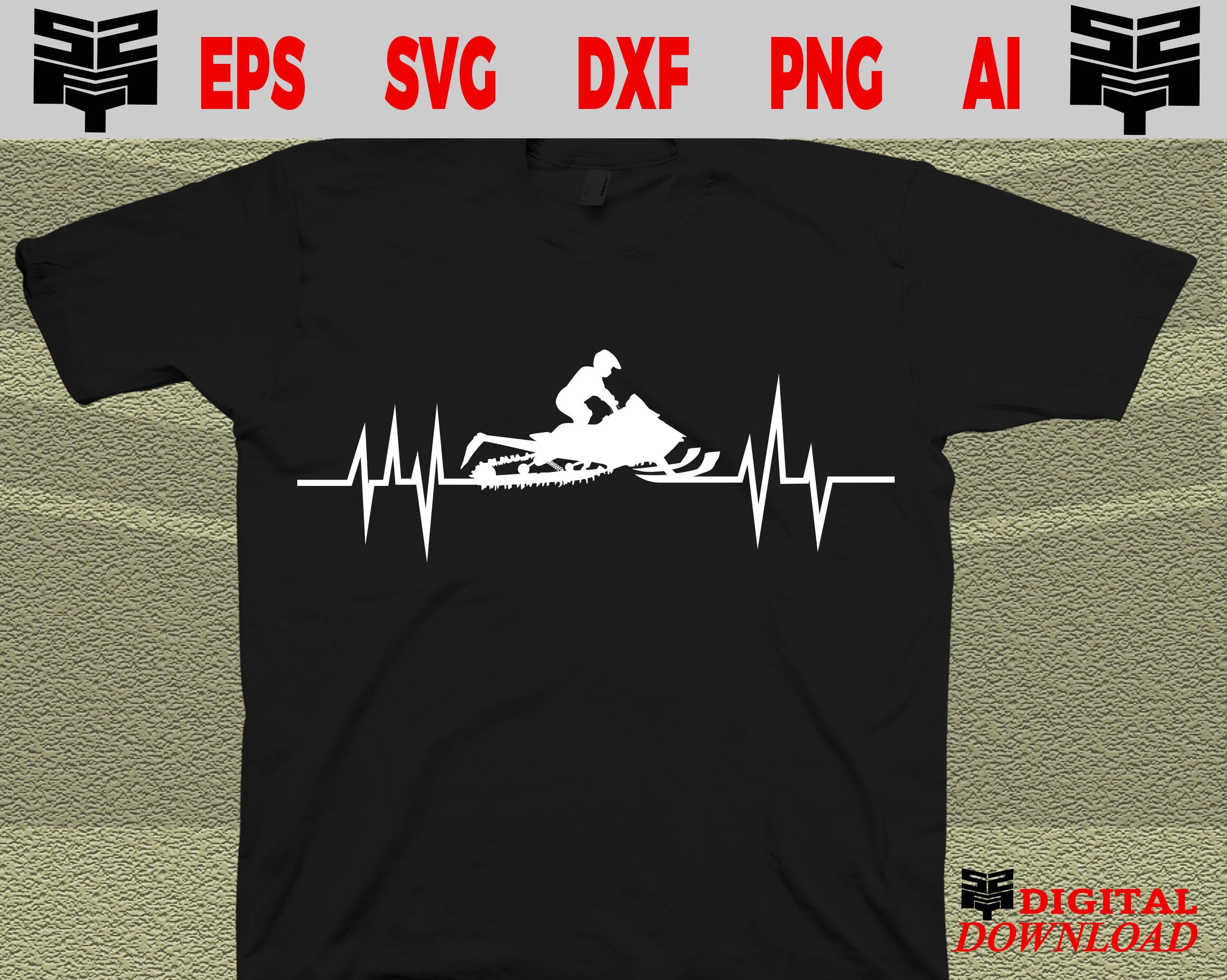 Snowmobiling Svg Cool Snowmobile Heartbeat Art Svg Files | Etsy