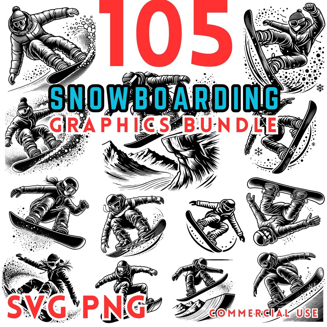 Snowboarding SVG and PNG Cut Files for Cricut Bundle Cut Files Instant ...