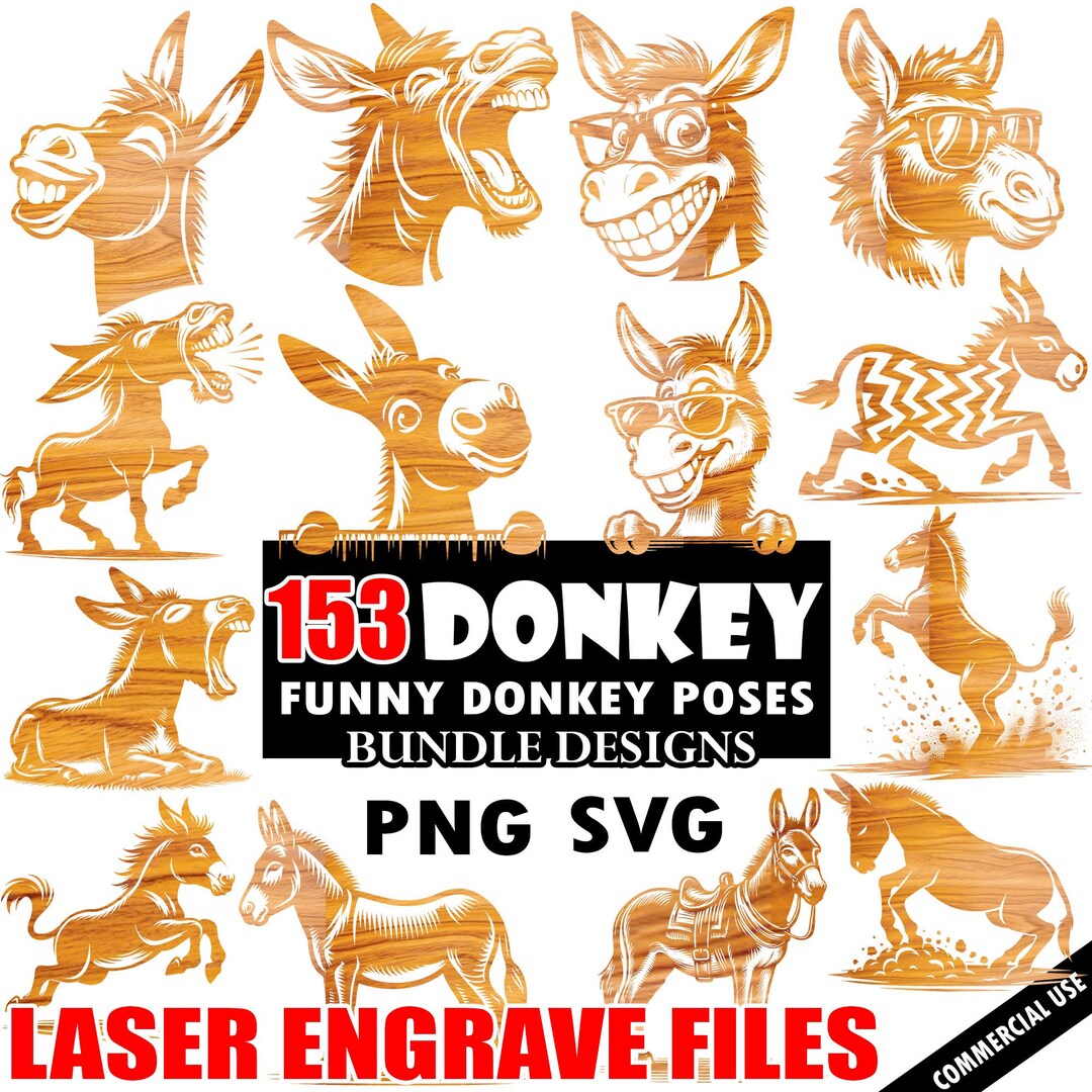 Funny Donkey Laser Engraving Files - Farm Animal Vector Designs ...