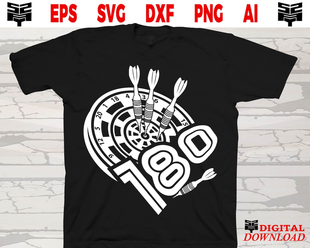 Darts Svg Files - Cool Darts 180 Dartboard Player Artsy Digital Instant ...