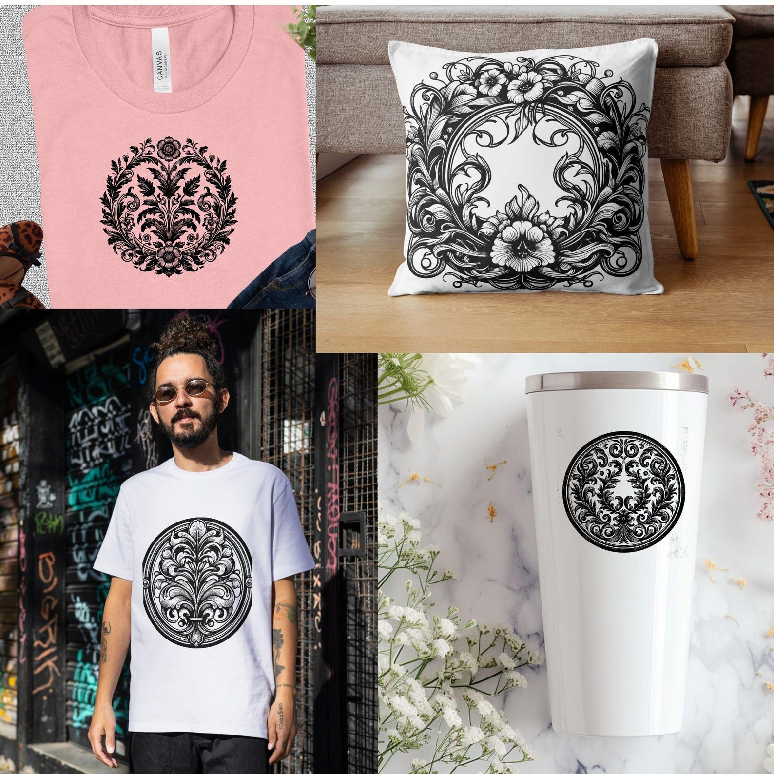 Filigree Scroll Circle Frame SVG Bundle | Ornate Round Frame SVG ...