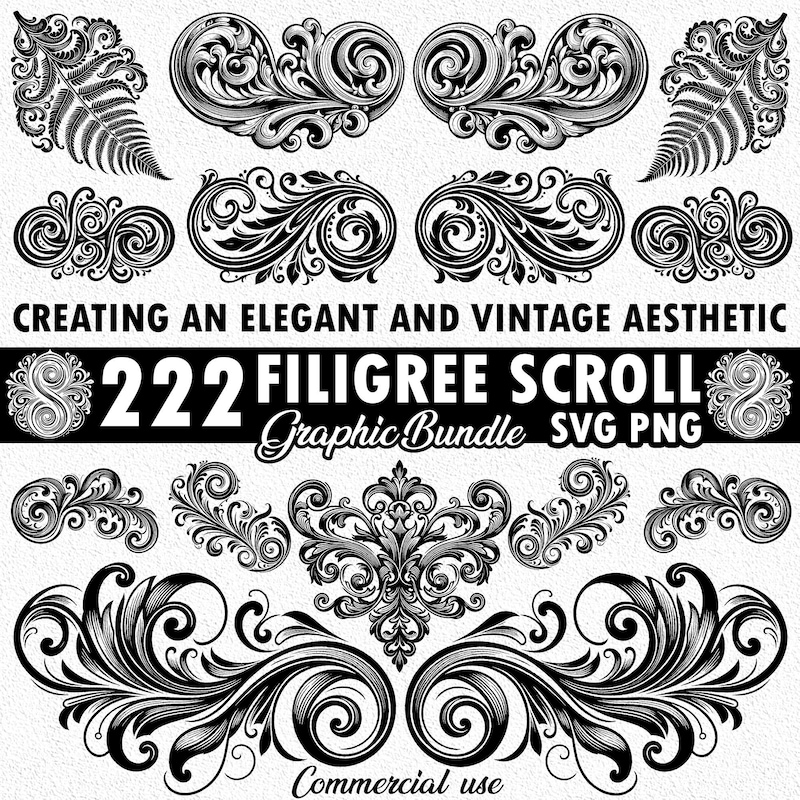 Filigree Clipart - Etsy