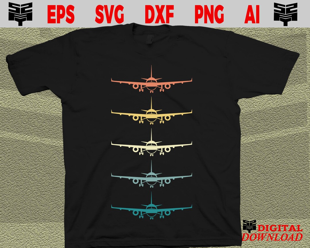 Airplane Svg Files - Cool Aviation Airplane Retro Art Svg Digital Plane ...