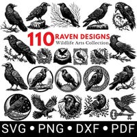 Raven SVG Designs, Cutting Files, Png Digital Clipart, Great for Viny ...