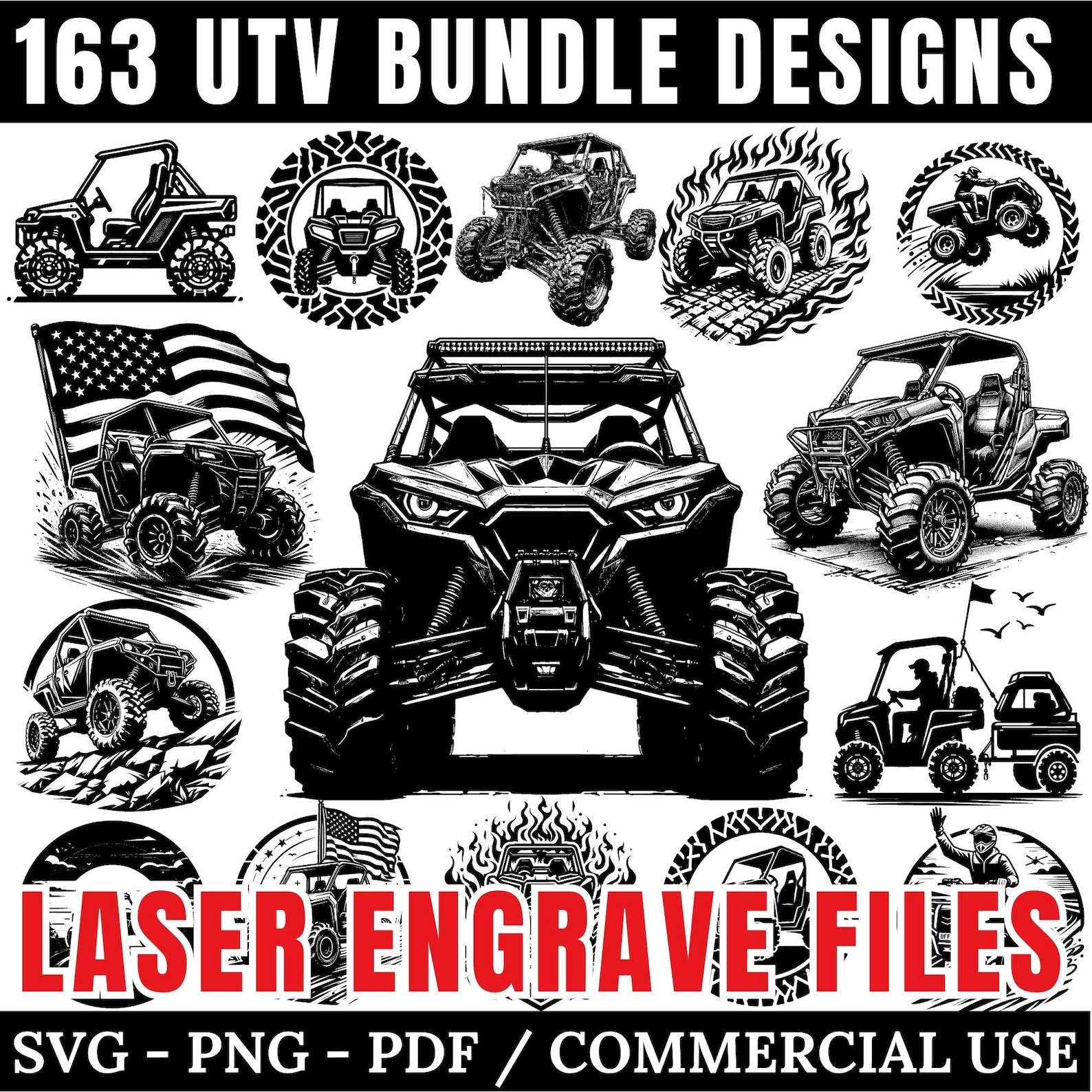 Laser Engraving UTV Off-road Bundle, Side by Side ATV Svg, Mud Riding ...