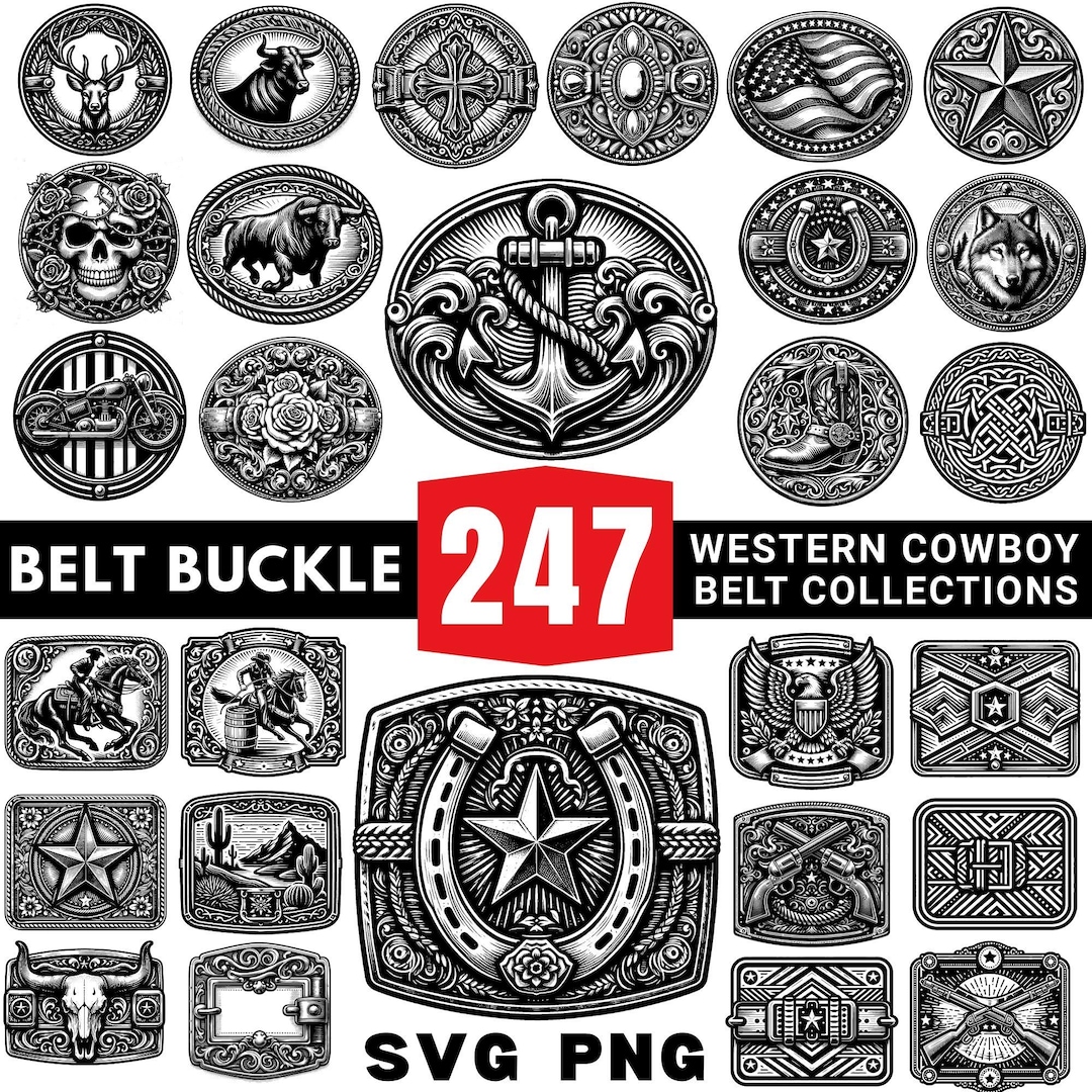 Belt Buckle SVG Bundle for Cricut & Silhouette | Western Cowboy Rodeo ...