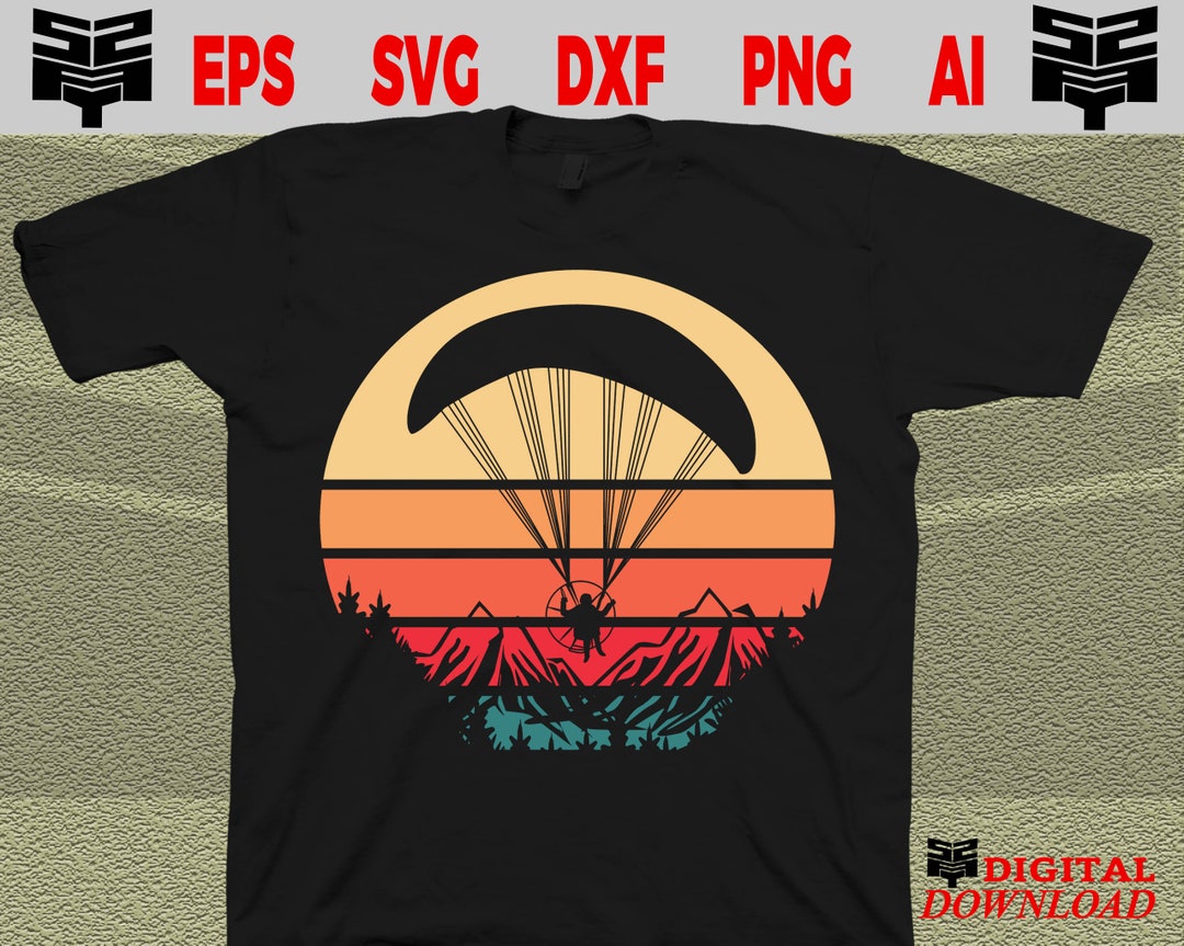 Paramotor Gliding Svg Files, Cool Paramotor Vintage Pilot Mountain ...