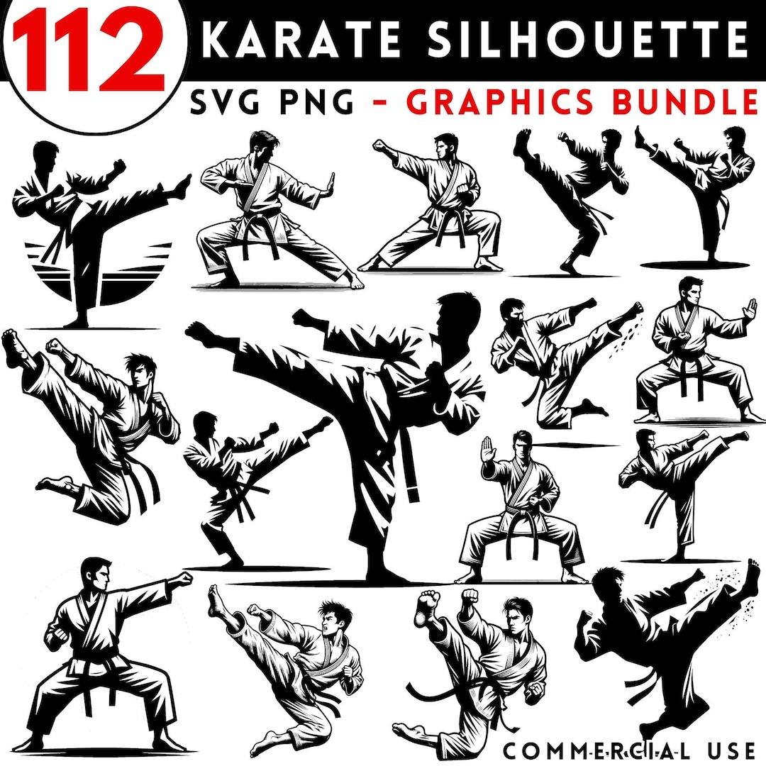 Karate SVG Bundle, Martial Arts PNG, Karate Silhouette Cut Files ...