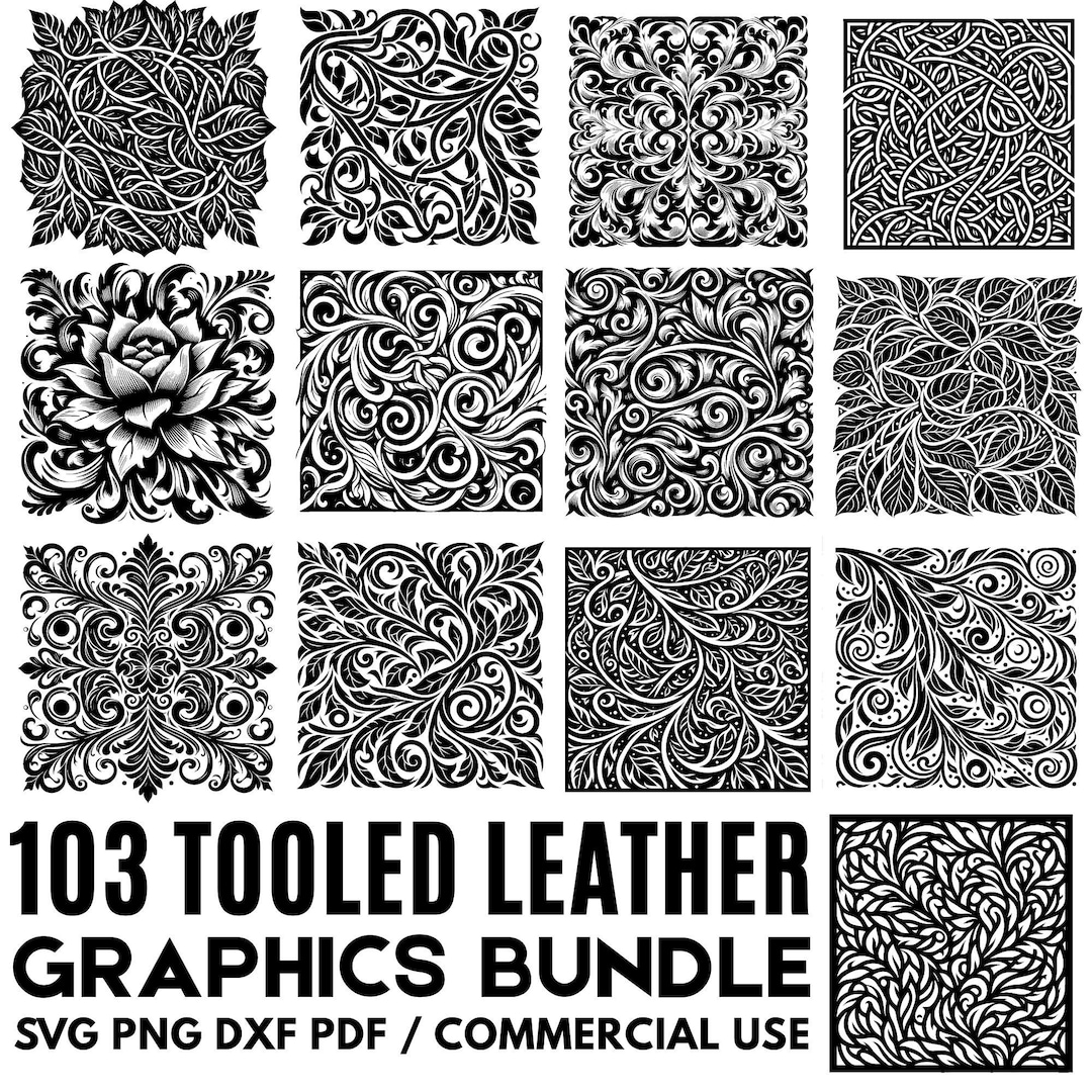 Tooled Leather Seamless Pattern SVG Bundle for Cricut | Floral Cut ...