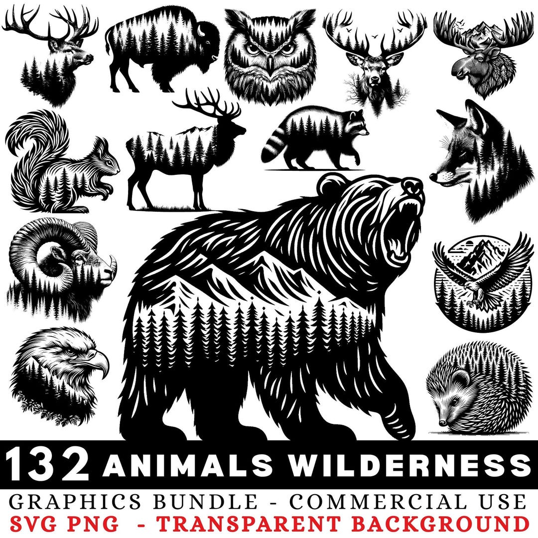 Animal Wilderness SVG Bundle , Forest Animal Cut Files , PNG SVG ...