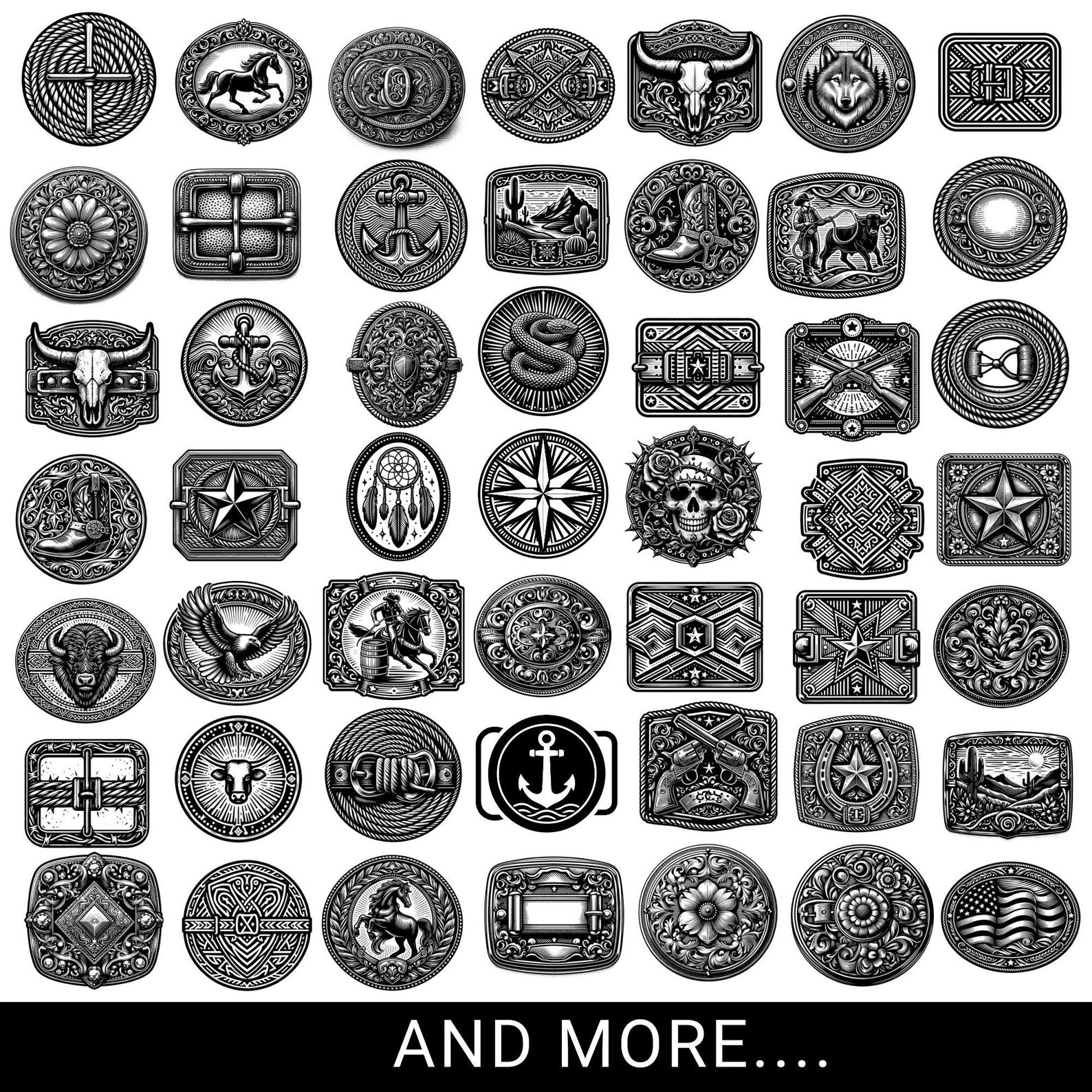 Belt Buckle SVG Bundle for Cricut & Silhouette | Western Cowboy Rodeo ...