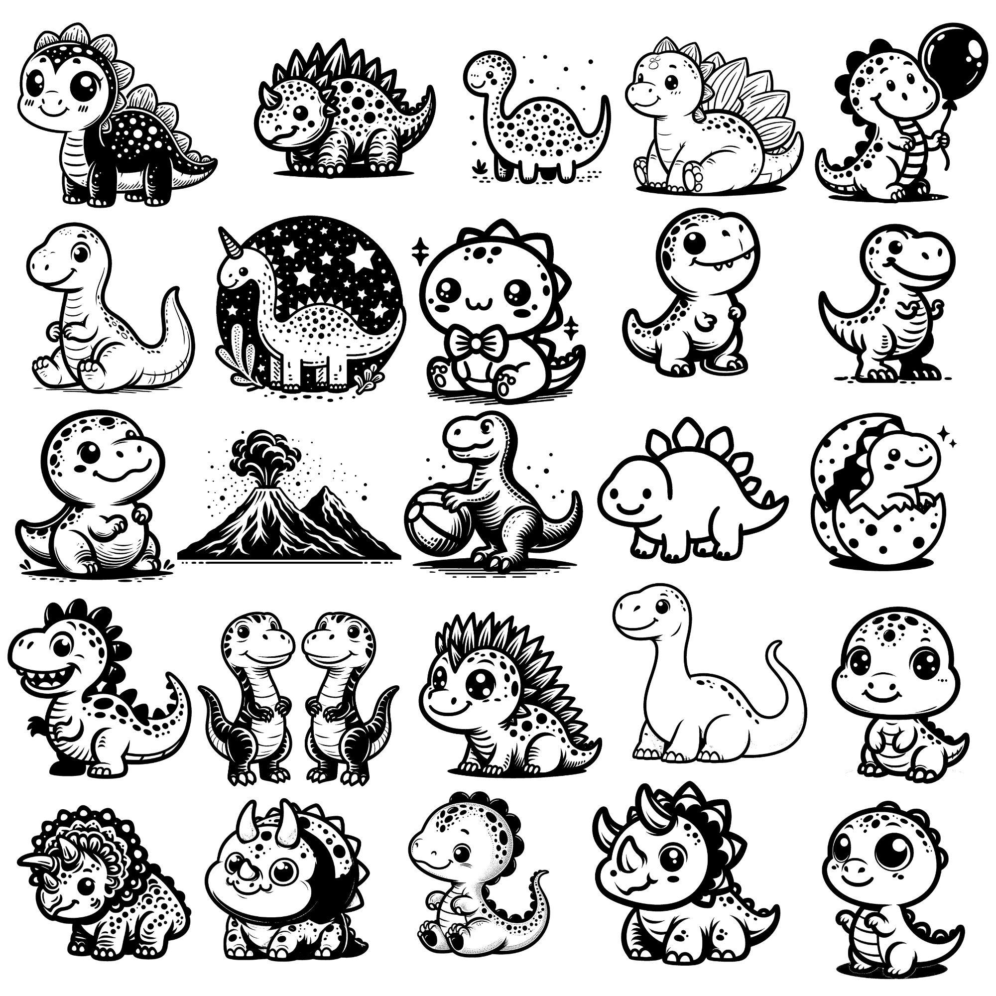 Cute Dinosaur Laser Engraving SVG Bundle | Engrave-ready Dino Designs ...