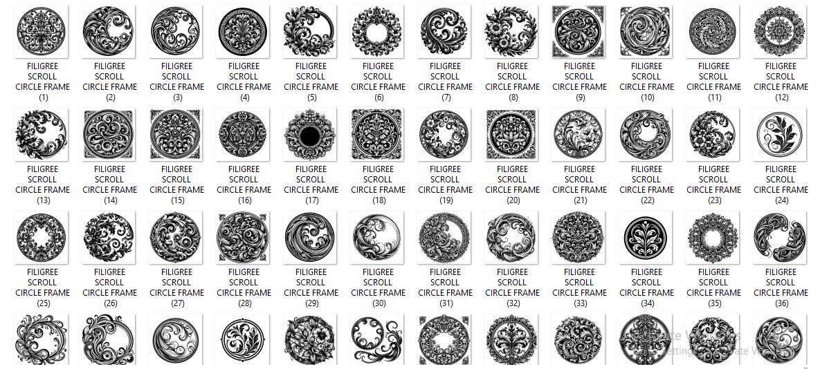 Filigree Scroll Circle Frame SVG Bundle | Ornate Round Frame SVG ...