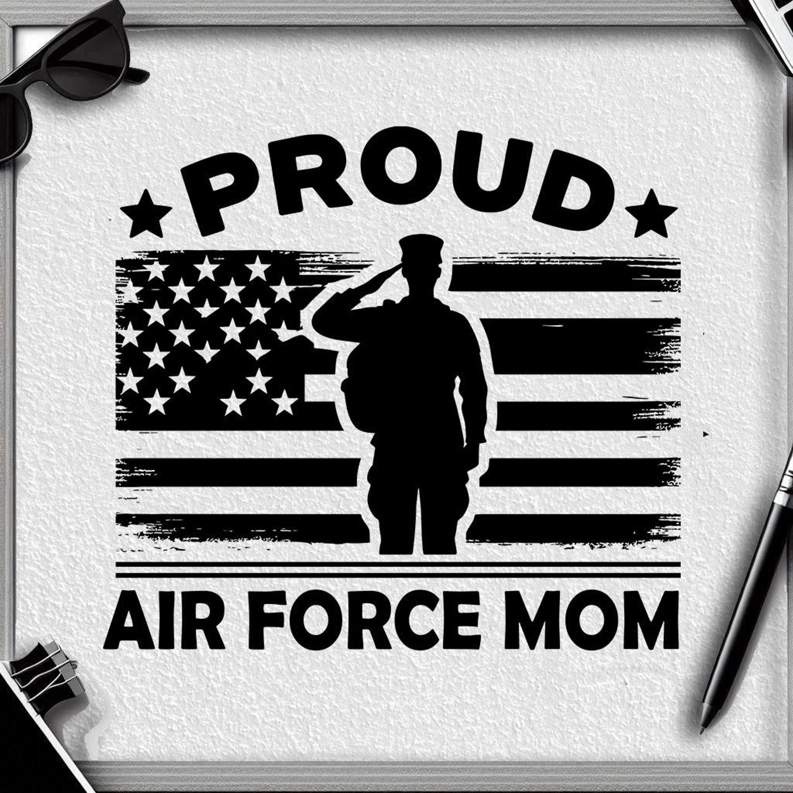 Proud Air Force Mom Flag SVG Bundle, Air Force Mom Cut Files, PNG DXF ...