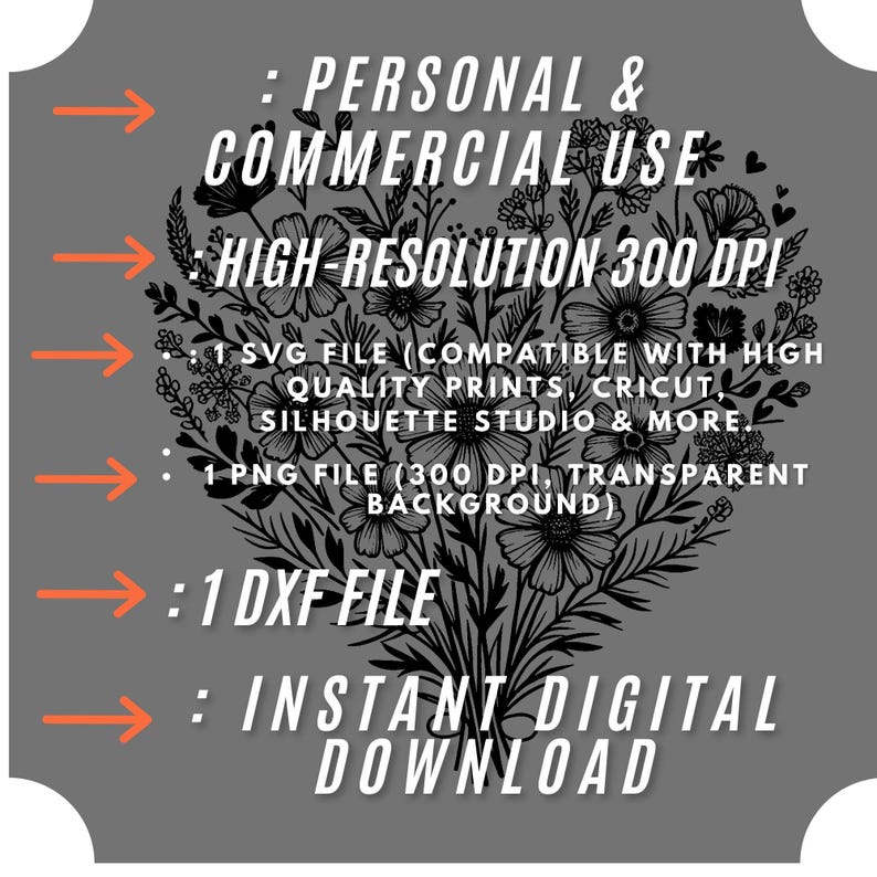 Floral Bouquet SVG Bundle, PNG DXF Cut Files for Cricut & Silhouette ...