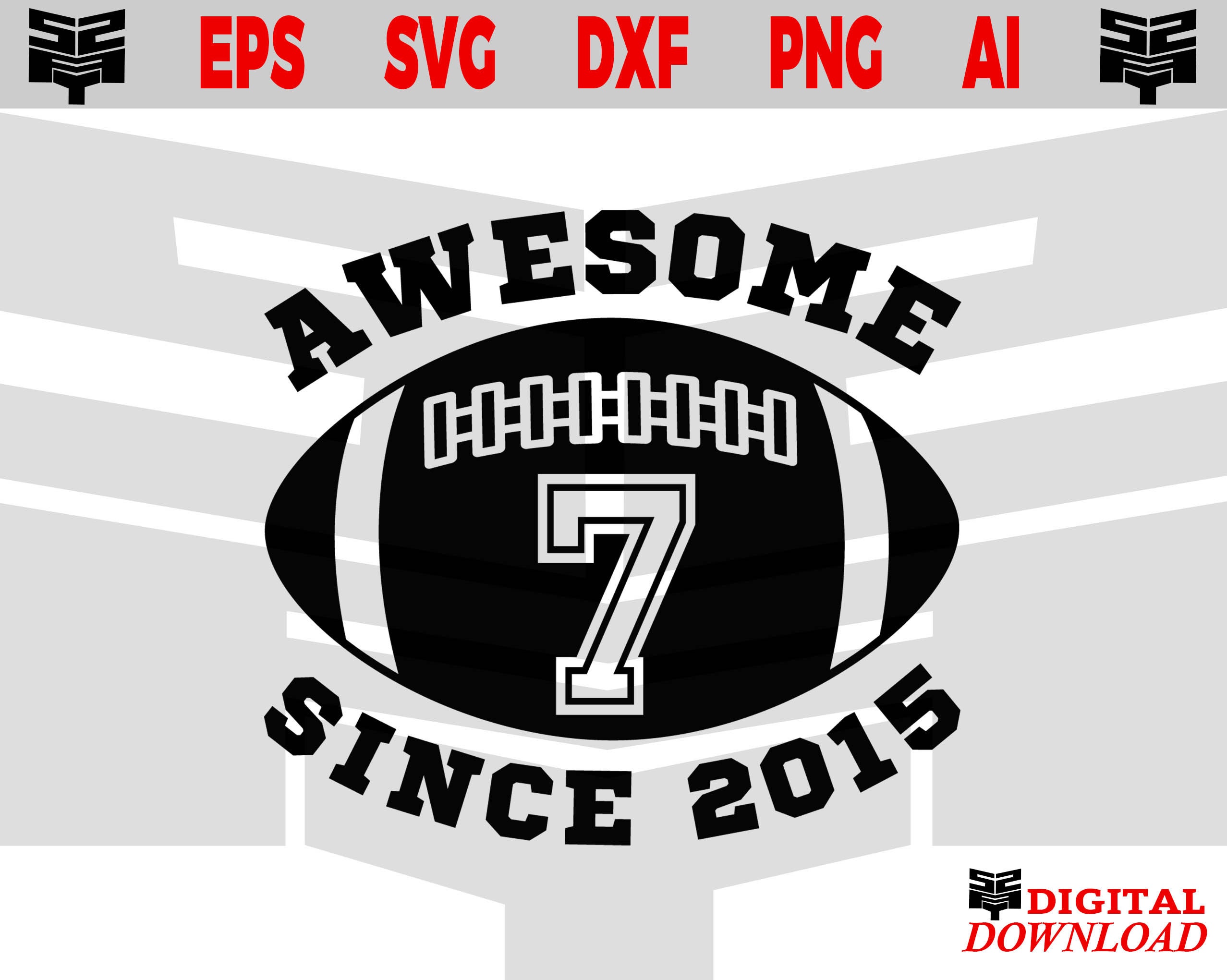 American Football Svg Files Awesome Since 2015 7th Birthday - Etsy