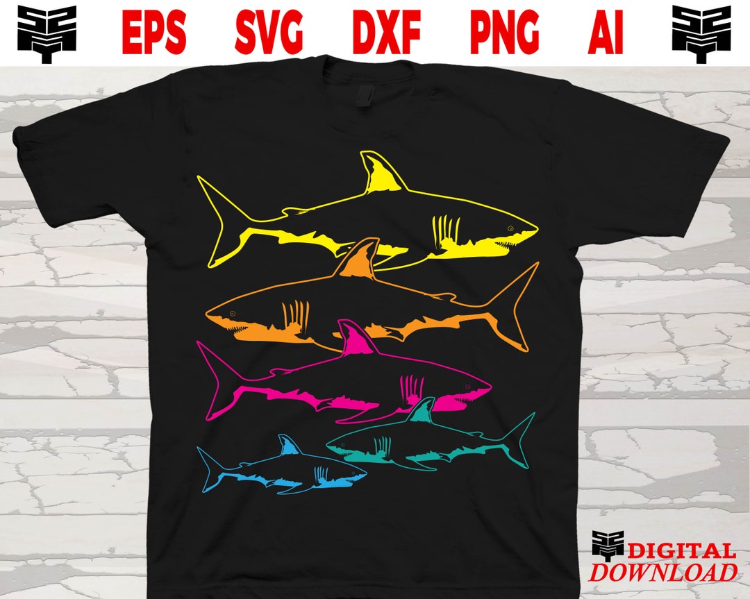 Shark Svg Cut Files, Png, Dxf, Eps Instant Download & Commercial Use - Etsy