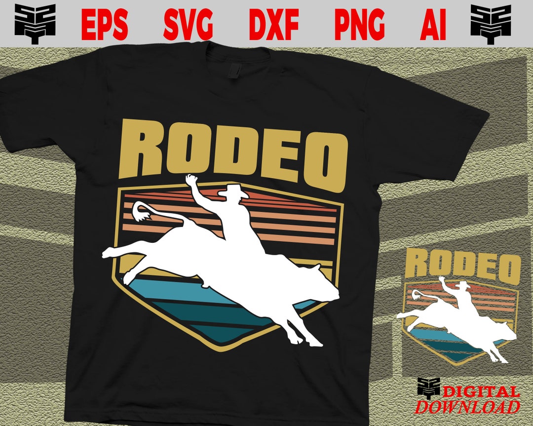 Bull Riding Svg Cut Files - Cool Bull Rider Rodeo Retro Vintage Digital ...