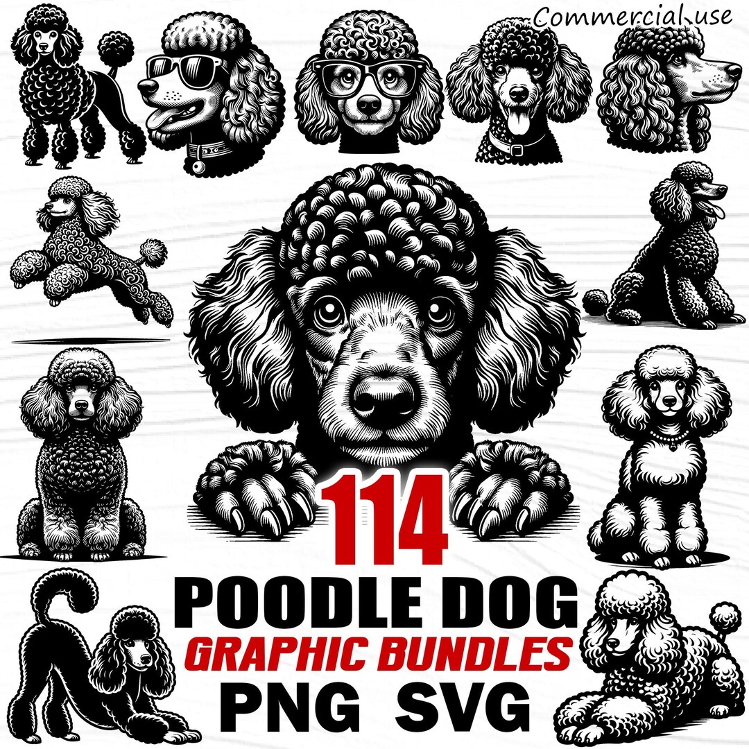 Poodle Dog SVG Bundle | PNG Cute Poodle Clipart | Poodle Cut Design ...
