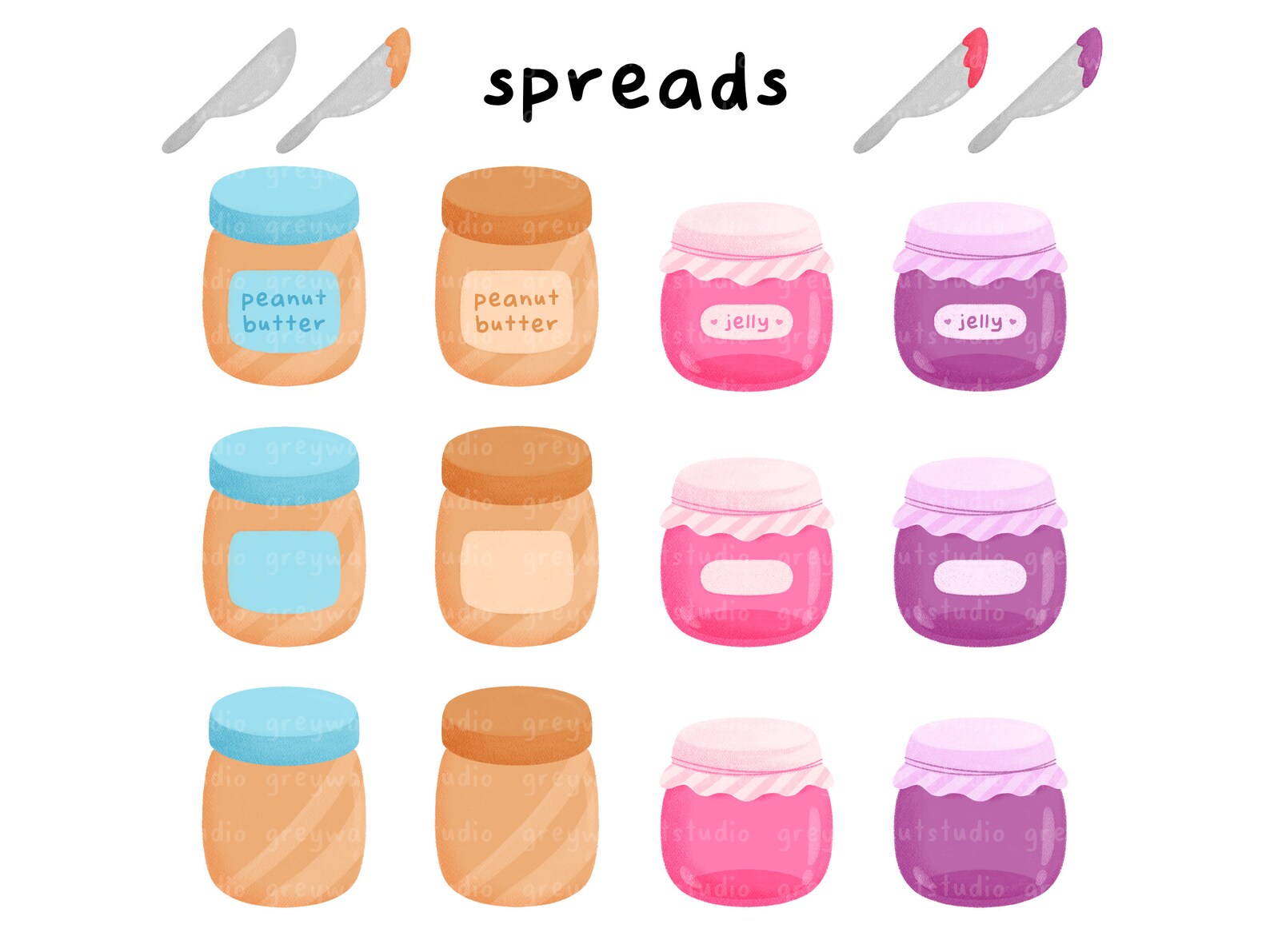 Pbj Clipart, Peanut Butter and Jelly Illustration, Bread, Spreads ...