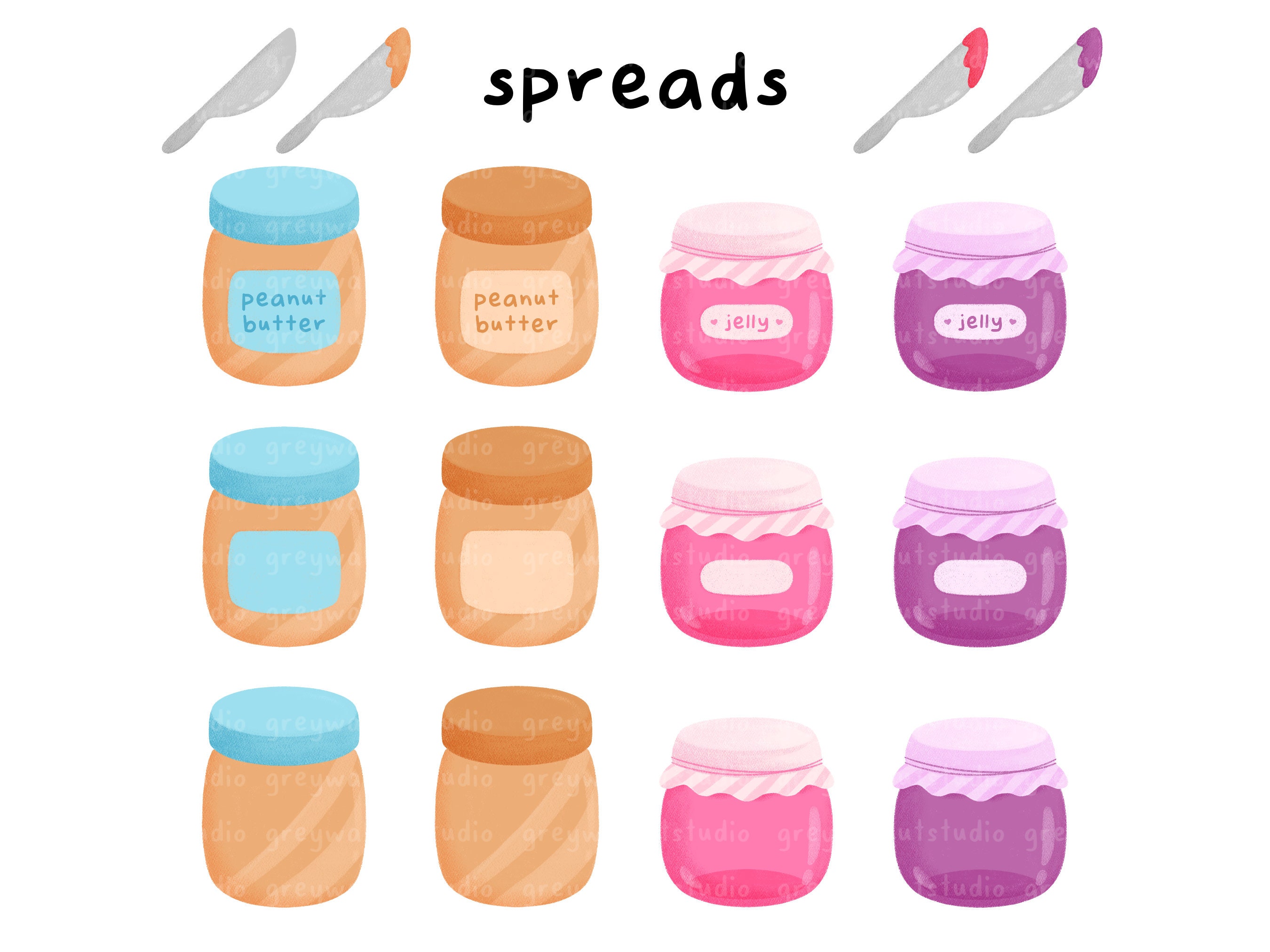 Pbj Clipart, Peanut Butter and Jelly Illustration, Bread, Spreads ...