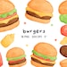 Burgers Clipart, Cheeseburger, Hamburger, Illustration, Graphics, Build ...