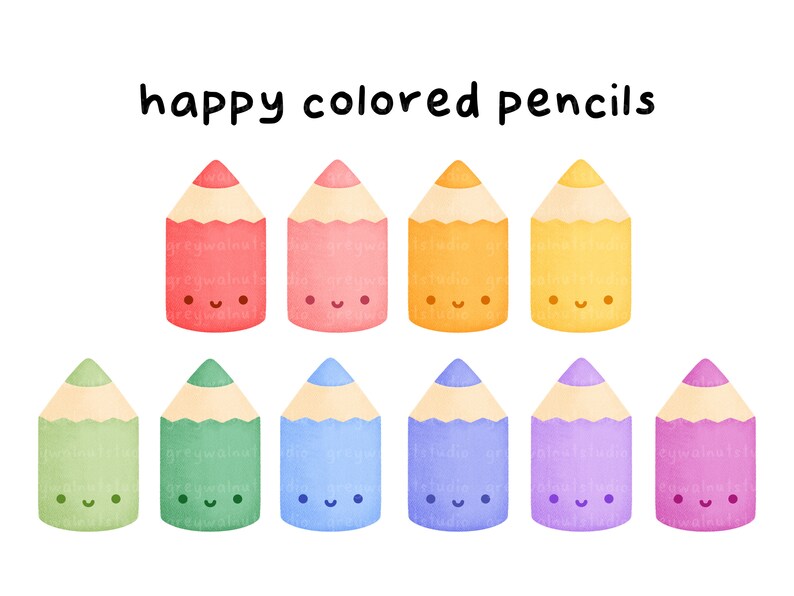Colored Pencils Clipart Rainbow Colors Back to School - Etsy