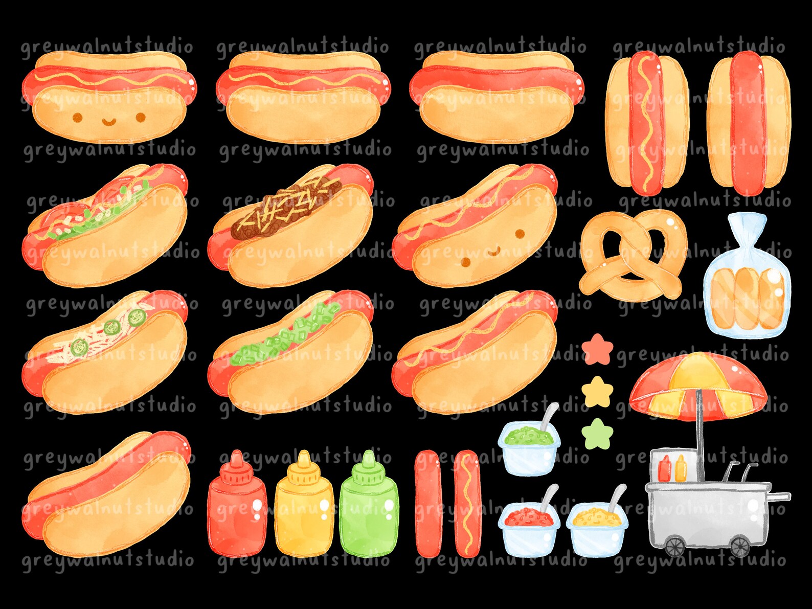 Hot Dog Clipart Hot Dog Stand Carnival Food Fast Food Junk - Etsy