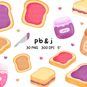Pbj Clipart, Peanut Butter and Jelly Illustration, Bread, Spreads ...