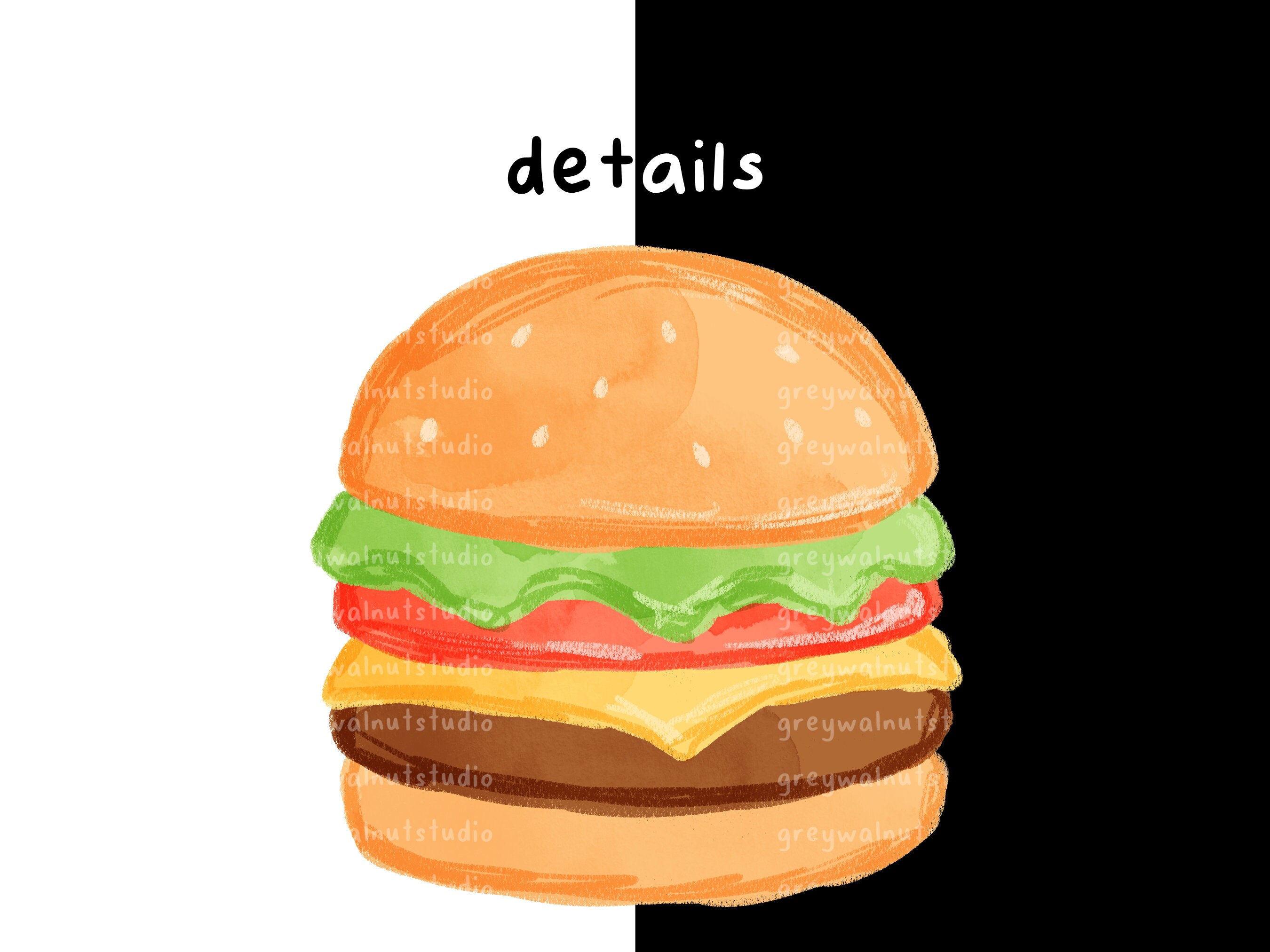 Burgers Clipart, Cheeseburger, Hamburger, Illustration, Graphics, Build ...