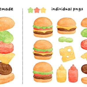 Burgers Clipart, Cheeseburger, Hamburger, Illustration, Graphics, Build ...