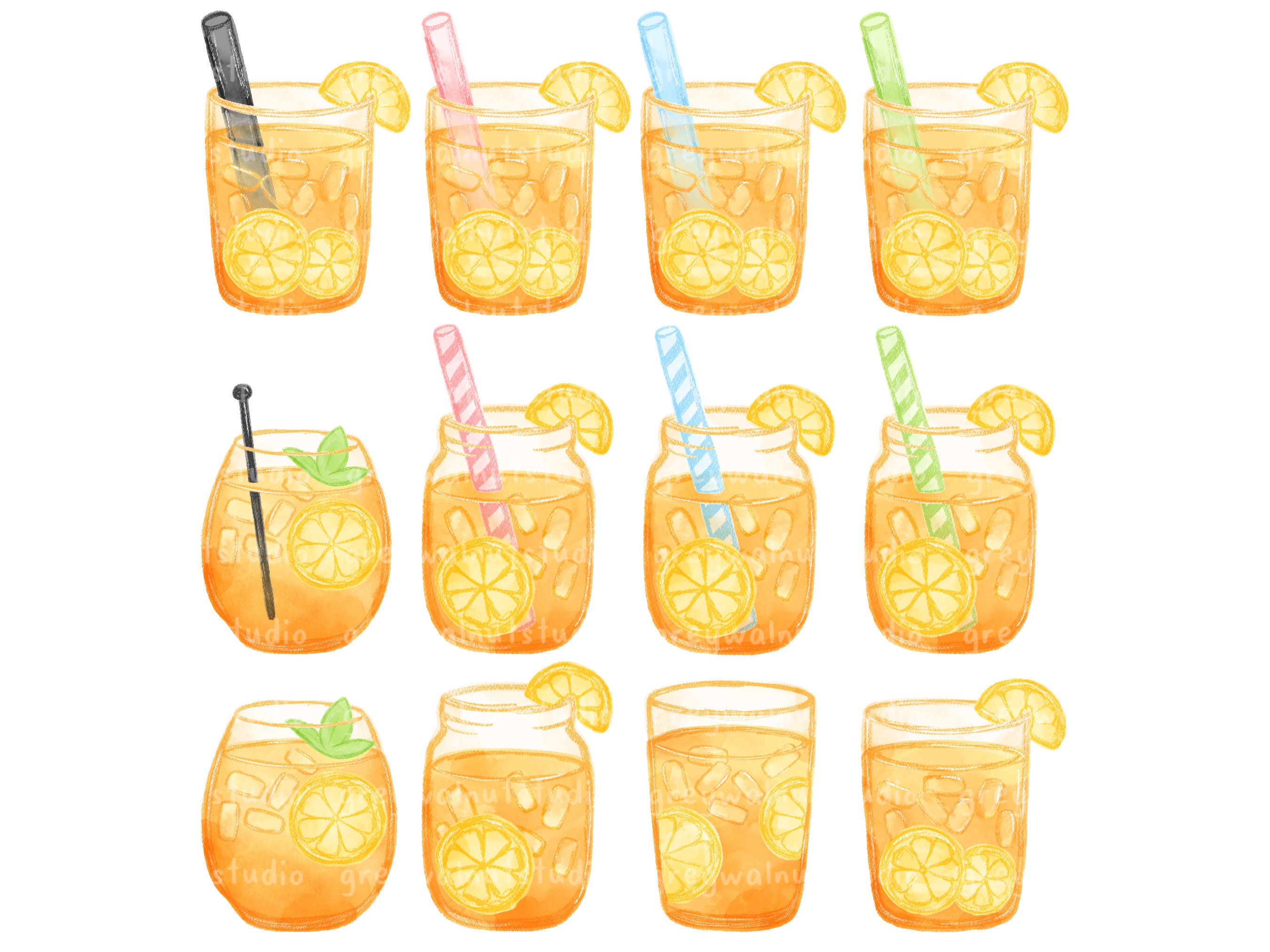 Iced Tea Clipart, Lemon, Ice Tea, Watercolor, Lemonade, Pitcher ...